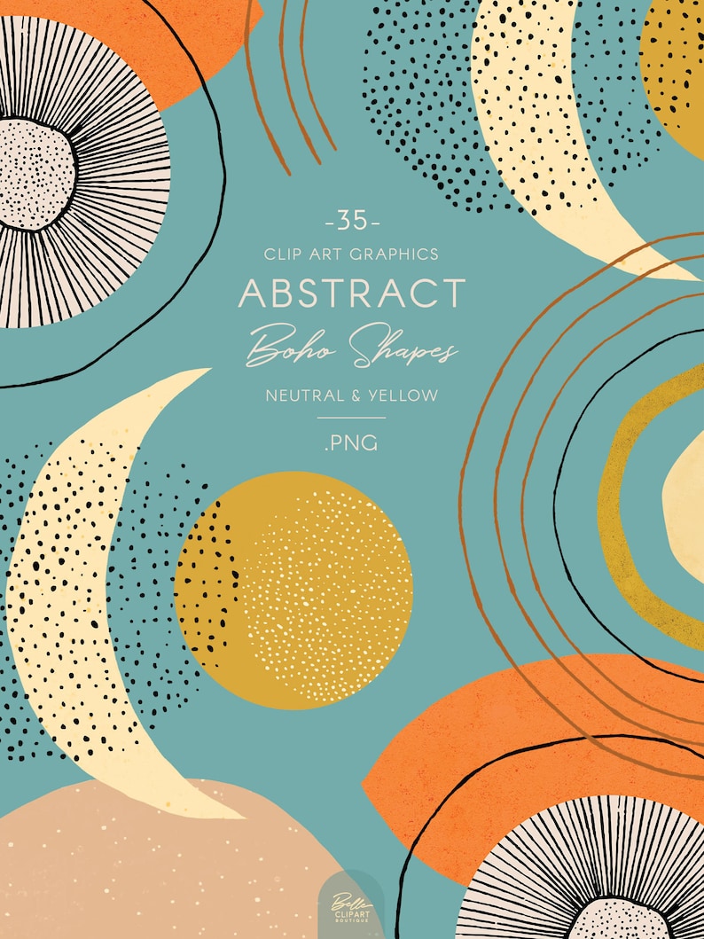 Abstract Boho Shapes Clip Art Modern Neutral Collage | Etsy