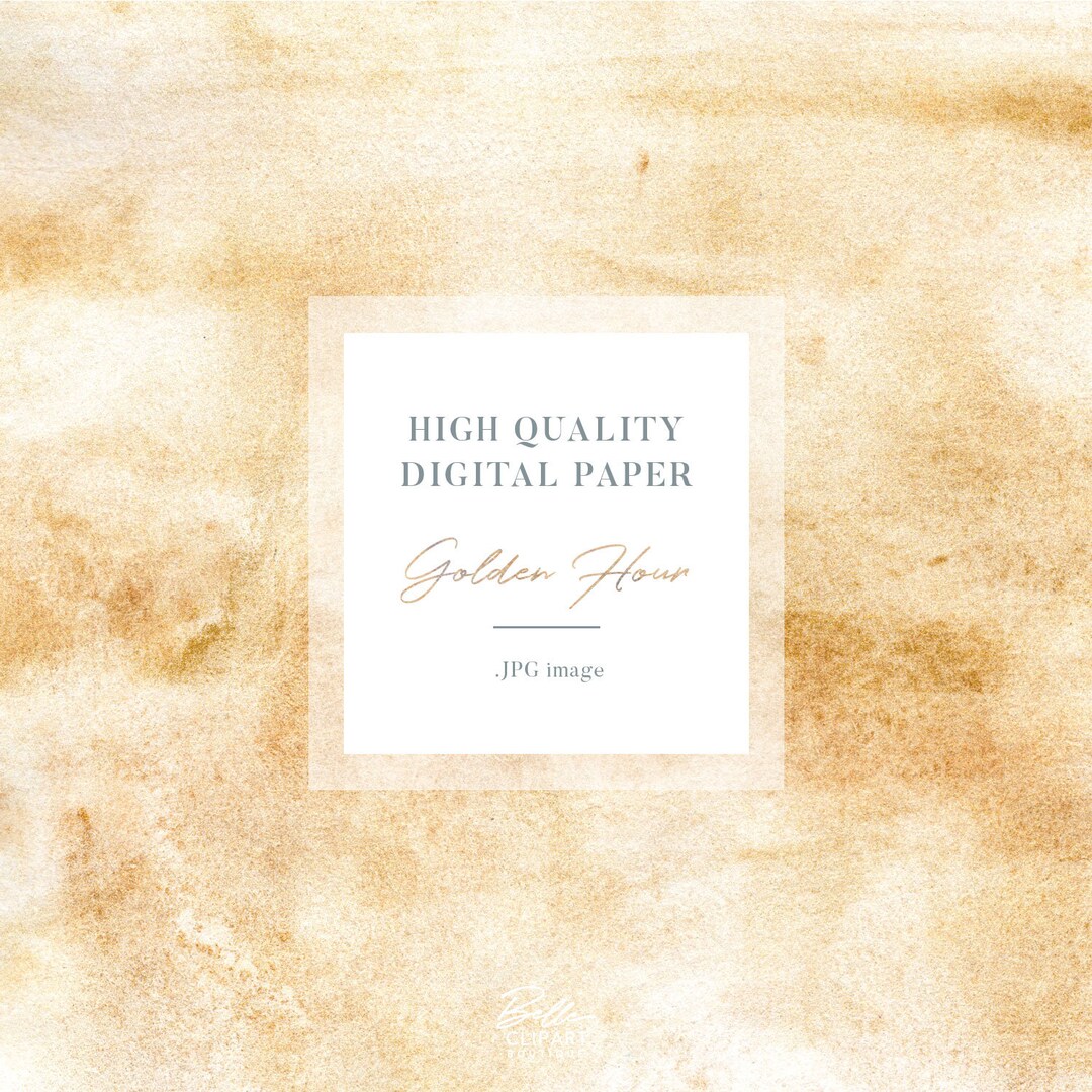 1 X Rustic Gold Watercolour Digital Paper, Golden Hour- Hand Painted ...