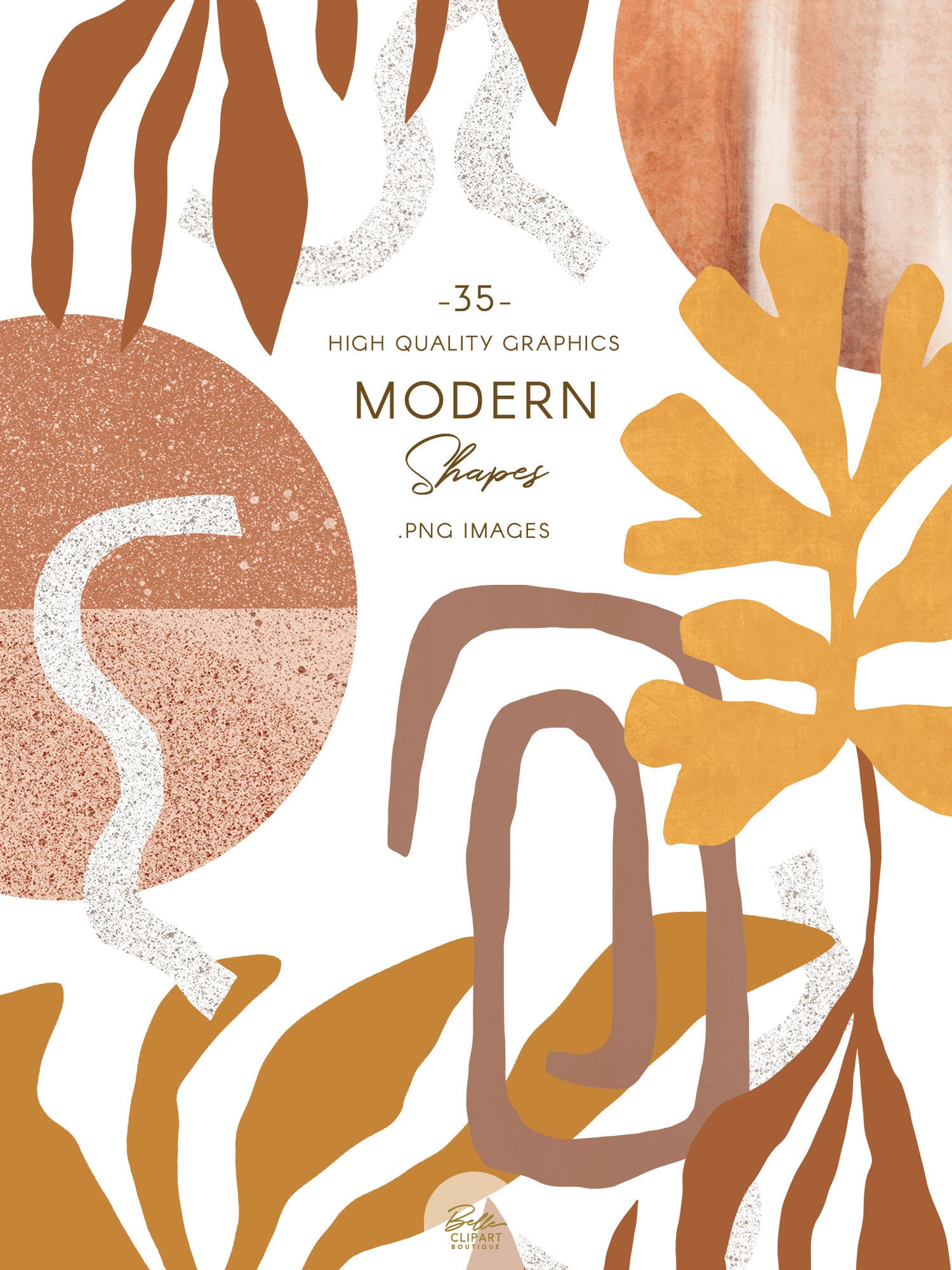 Modern Shapes Clip Art, Abstract Leaves, Circles, Digital Paper ...