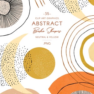 Abstract Boho Shapes Clip Art, Modern Neutral Collage Graphics, Simple ...