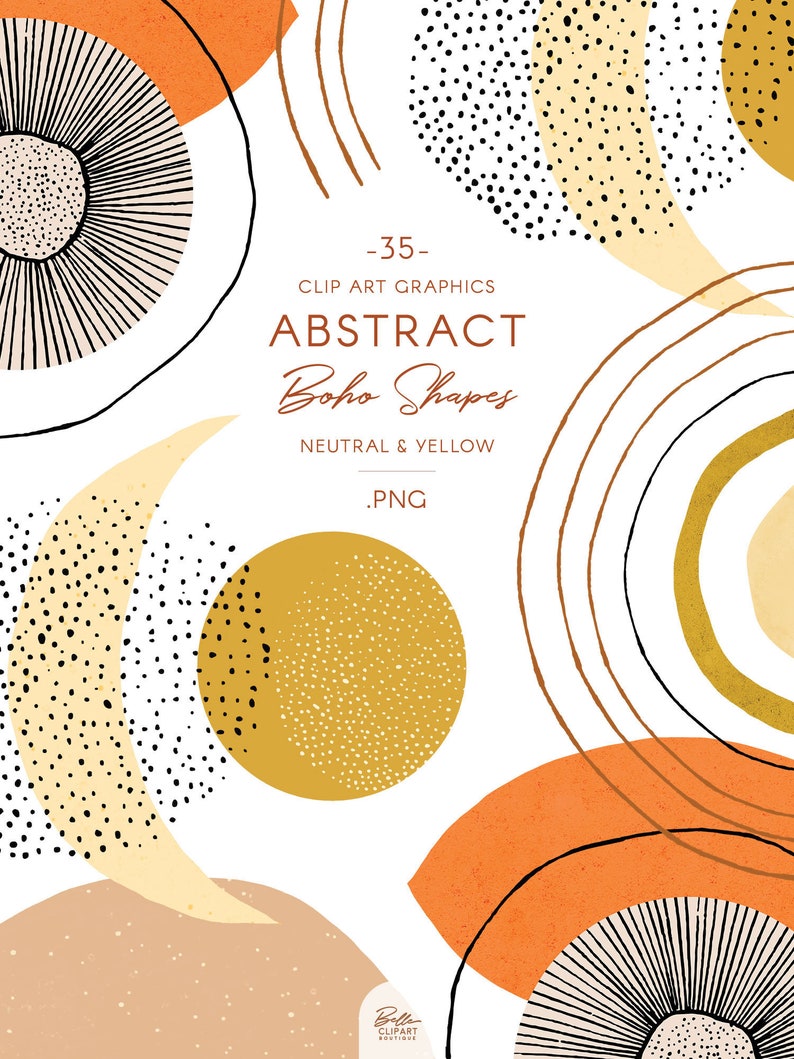 Abstract Boho Shapes Clip Art Modern Neutral Collage | Etsy