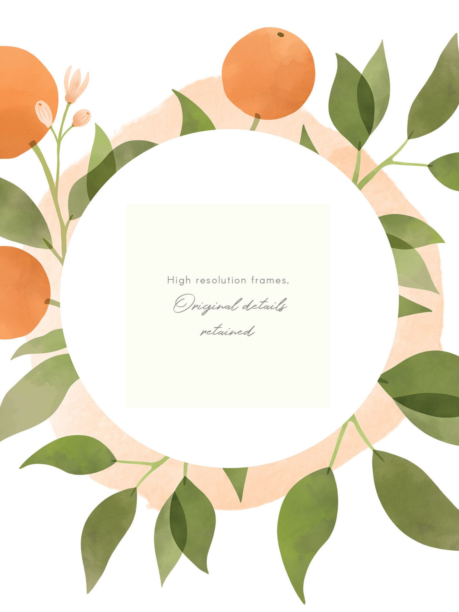 Orange Fruits Circle Frame Clip Art, Simple Watercolor Illustration ...