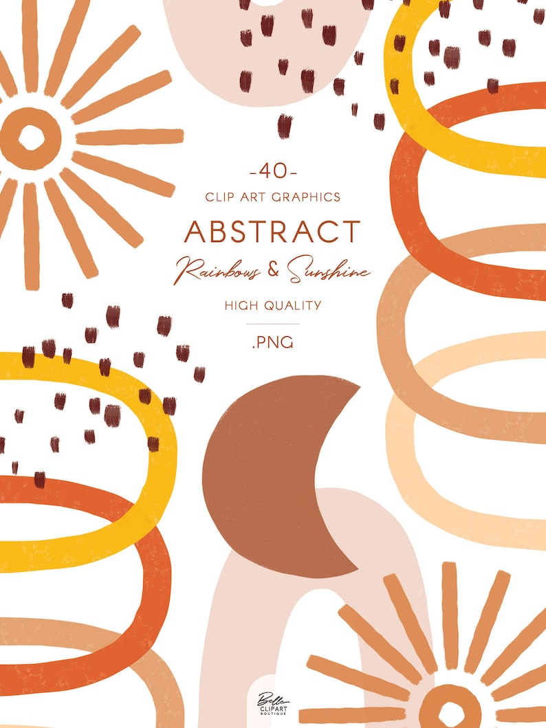 Abstract Rainbow & Sunshine Clip Art Geometric Collage - Etsy