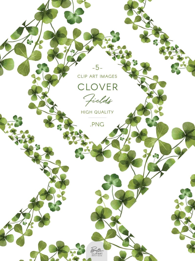Watercolor Clover Wreaths & Frames Clip Art Png Shamrock - Etsy