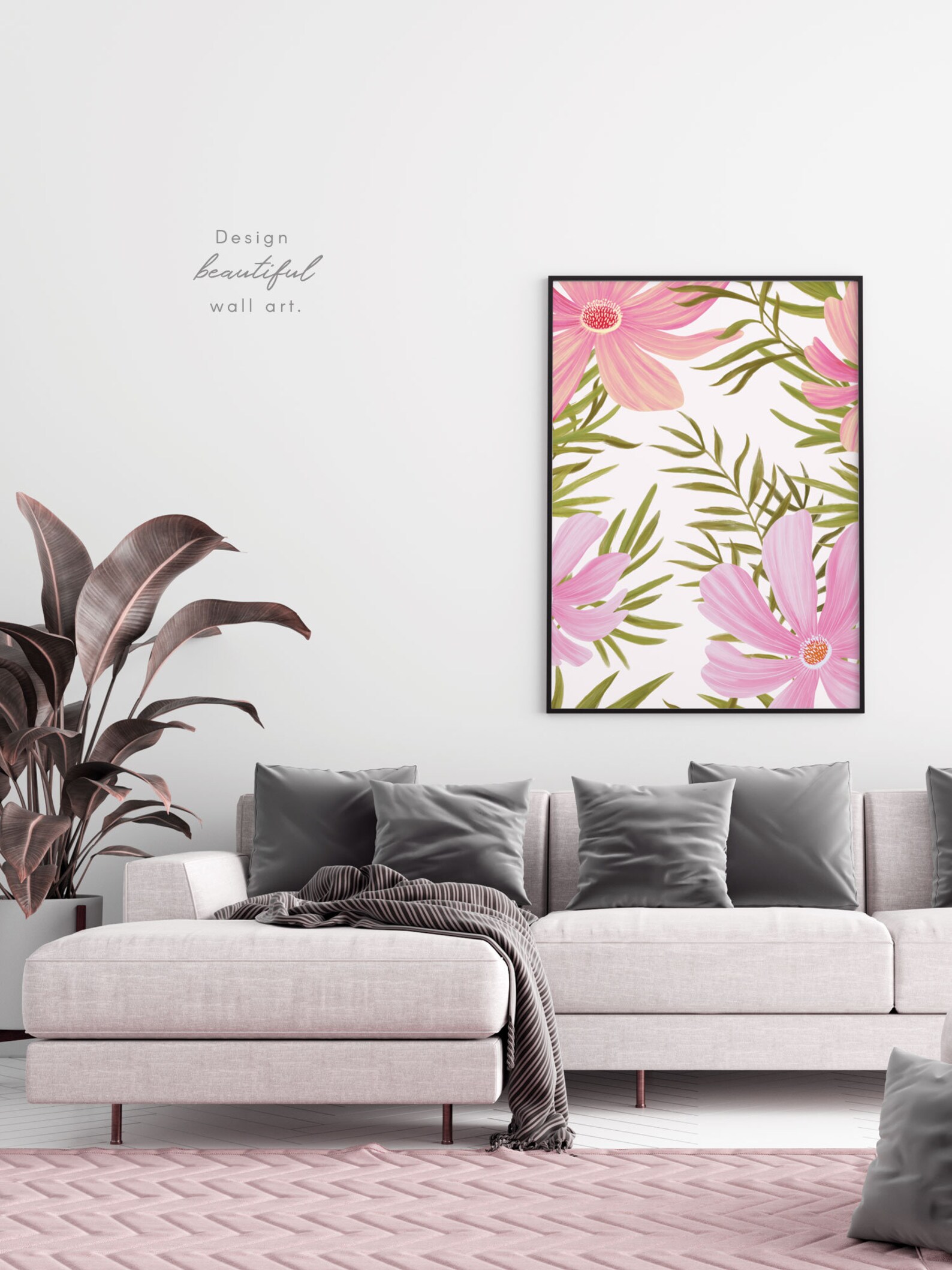 Painted Cosmos Florals Clipart PNG Pink Watercolor Spring - Etsy