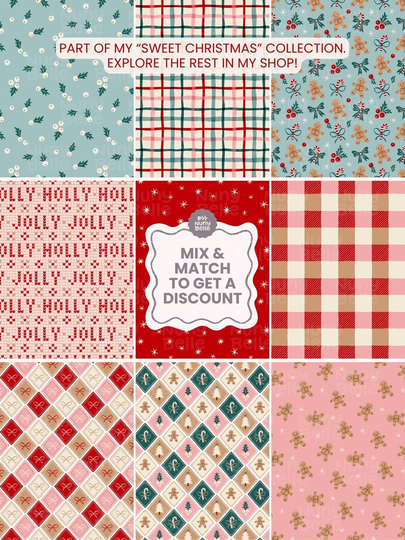 Christmas Gingham/plaid Seamless Pattern, Digital Repeat Tile for ...