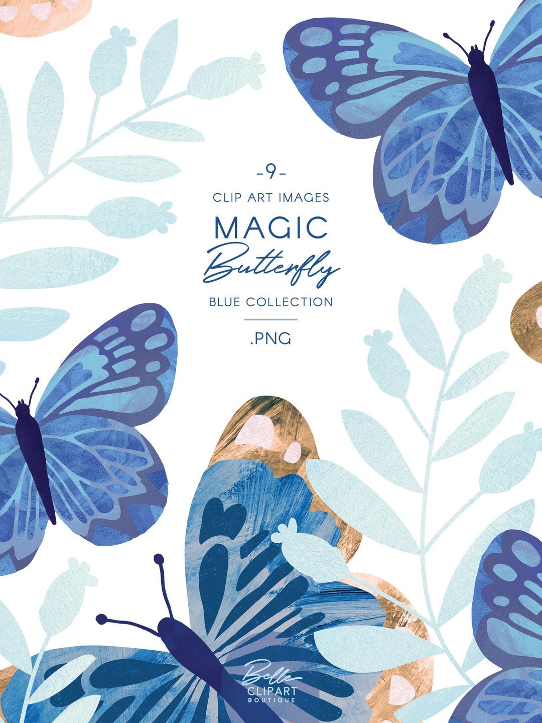 Magic Blue Butterfly Clipart Watercolor Butterflies Nursery - Etsy Canada