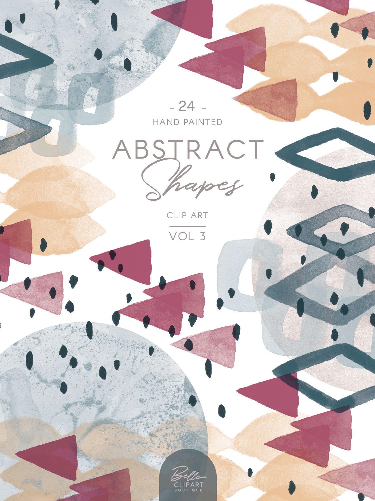 Abstract Watercolor Shapes Clip Art Png Graphics Transparent - Etsy