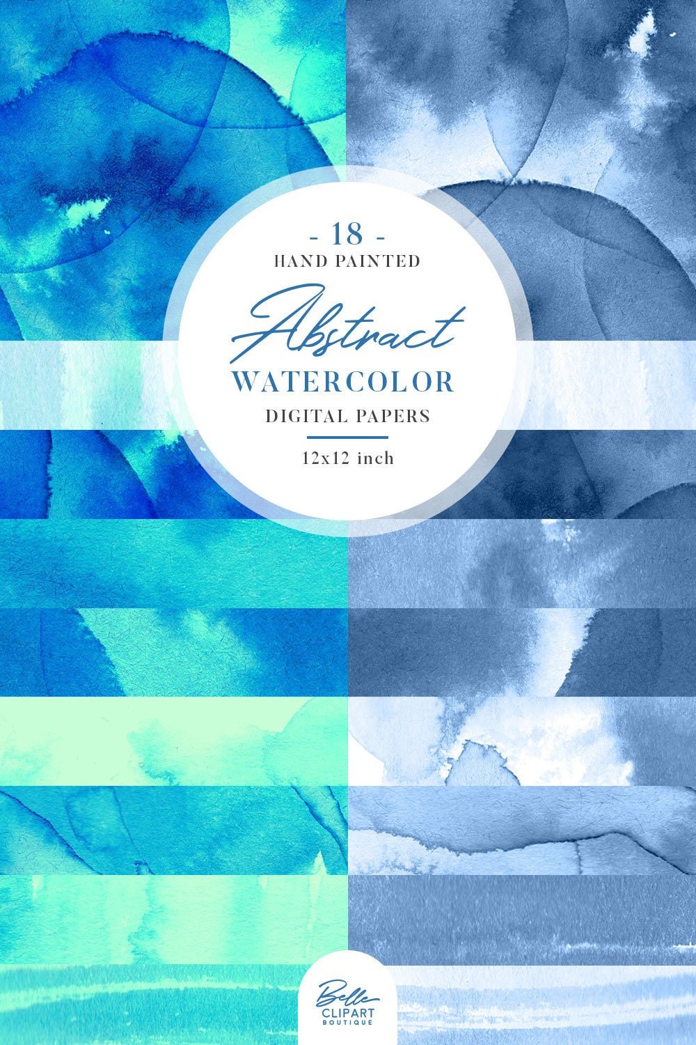 Blue Abstract watercolor Digital Paper clip art backgrounds | Etsy