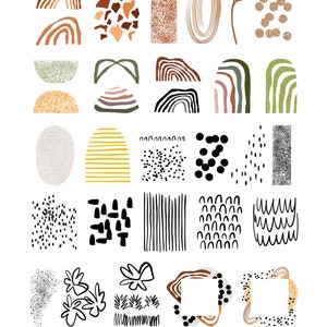 Abstract Boho Shapes Clip Art, Simple Geometric Illustrations, Colorful ...