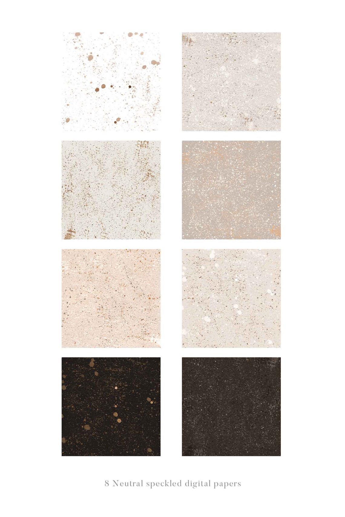 Neutral Stone Backgrounds Clipart Set, Speckled Texture Digital Papers ...