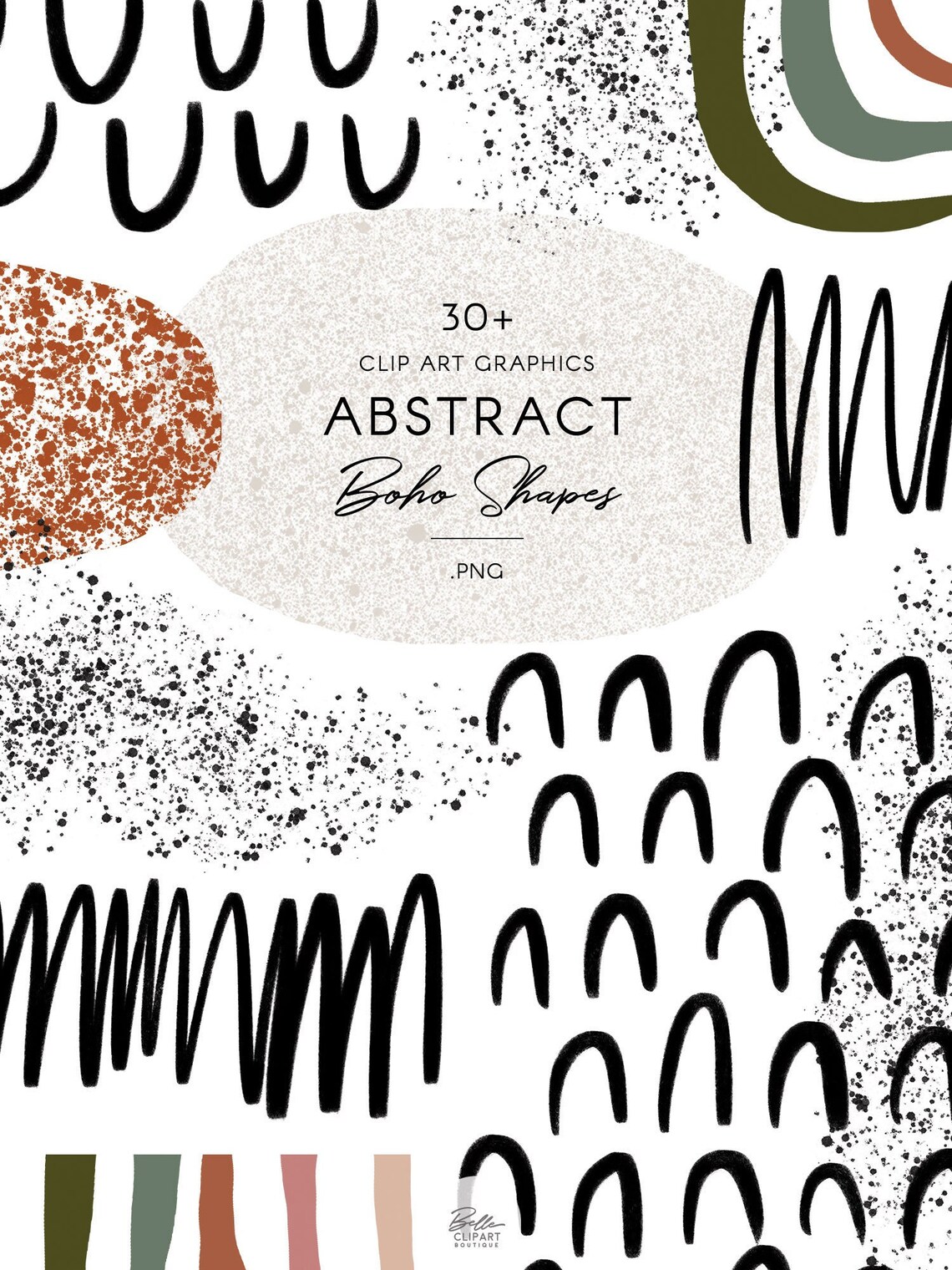 Abstract Boho Shapes Clip Art Simple Geometric Illustrations | Etsy