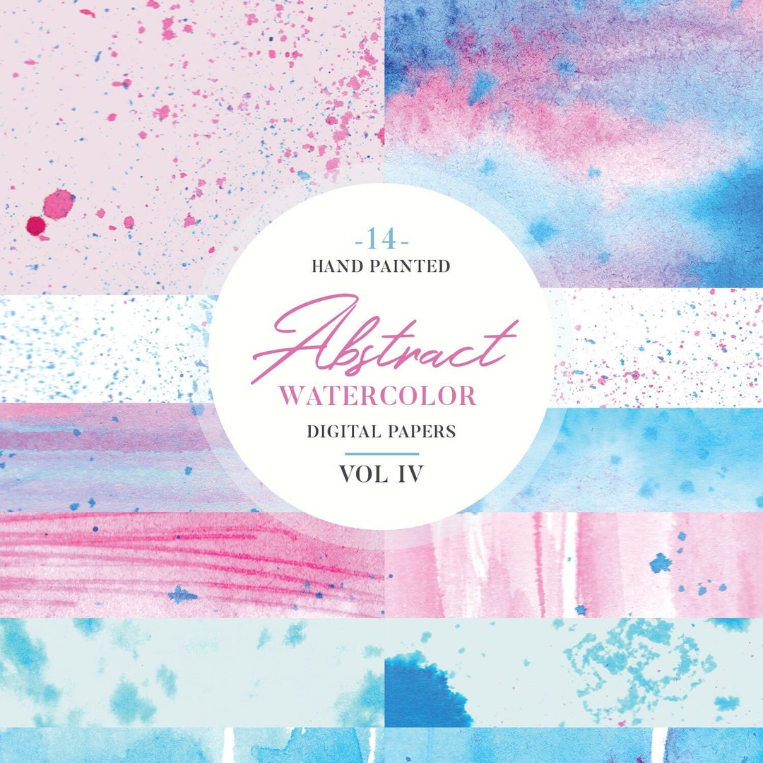 Abstract Watercolor Digital Papers, VOL IV, 14 Hand Painted Watercolor ...
