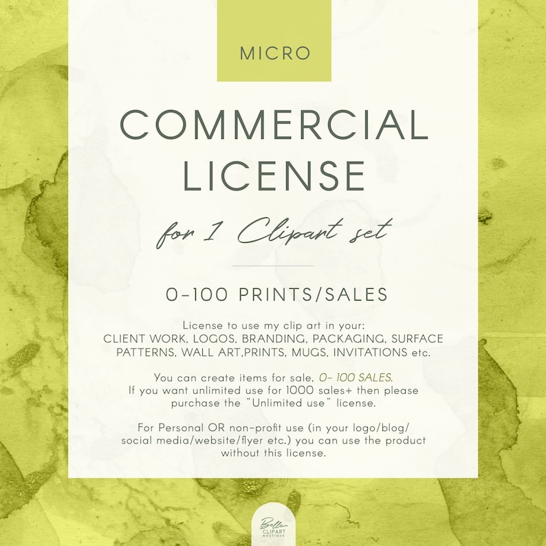 MICRO Commercial License Add-on, From 0 to 100 Prints /sales, NO Credit ...