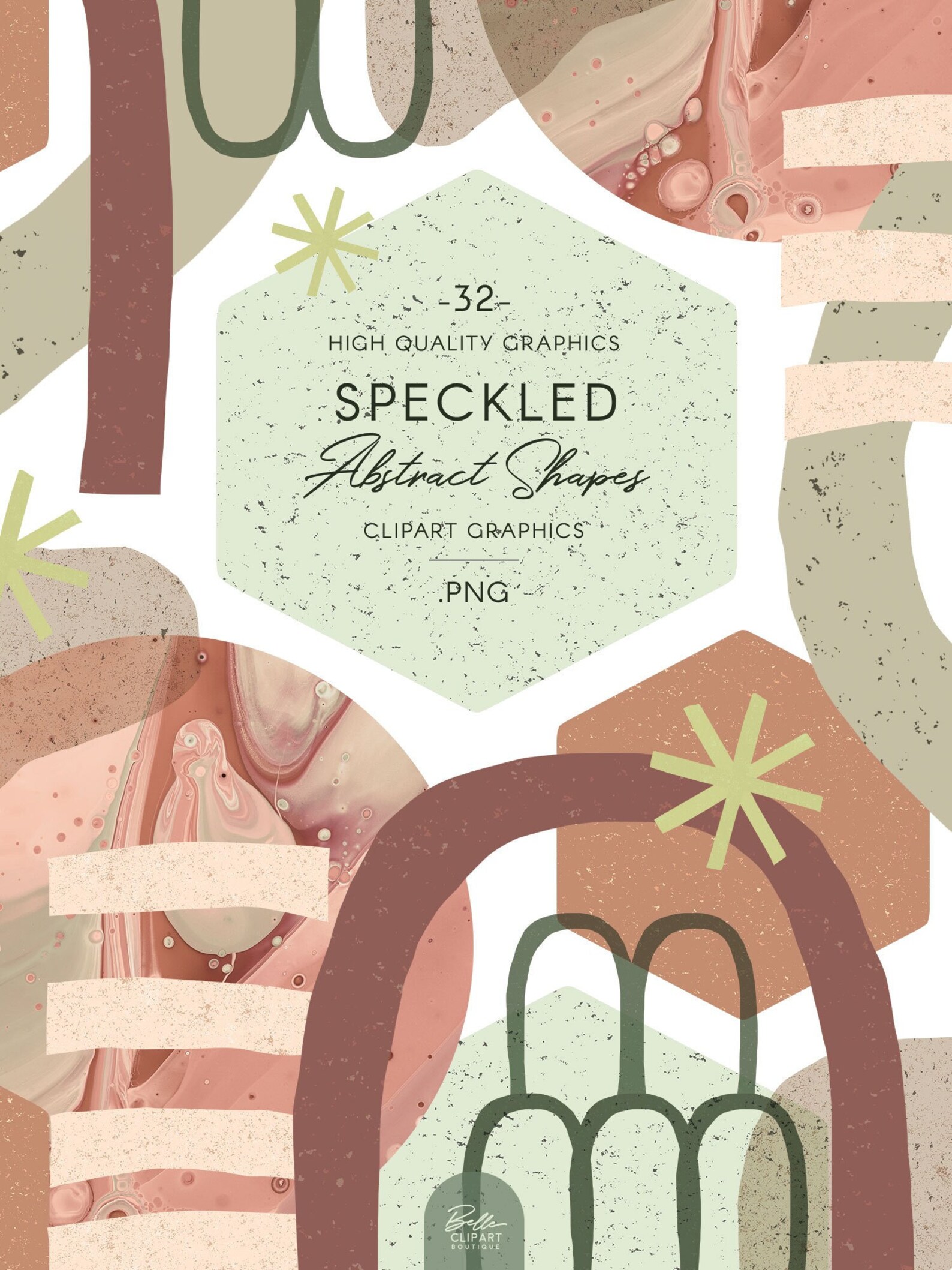 Neutral Abstract Shapes Clip Art Textured Geometric - Etsy