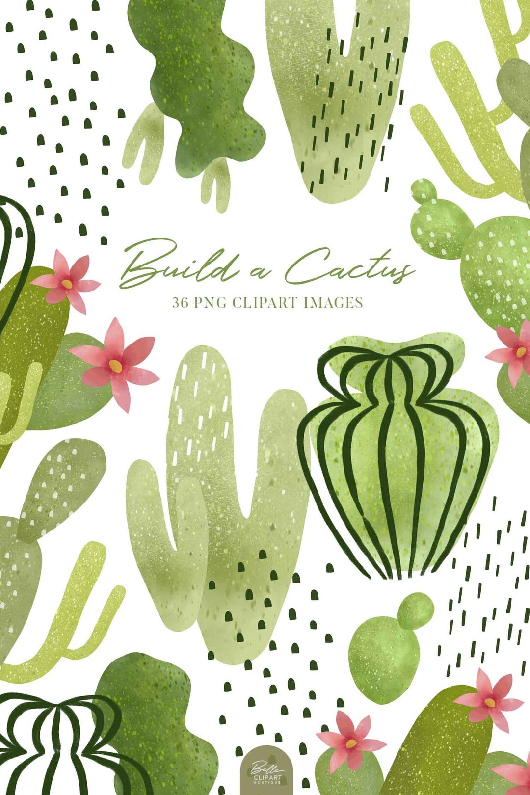 Cactus Clipart, PNG Watercolor Doodle Cacti Set, Cute Nature ...