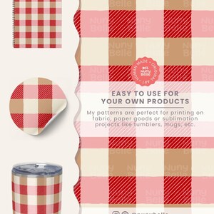 Christmas Gingham/plaid Seamless Pattern, Digital Repeat Tile for ...