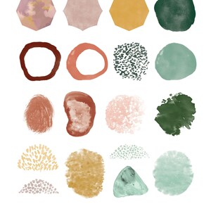 Abstract Watercolor Shapes Clip Art, Colorful Collage Clipart, Simple ...