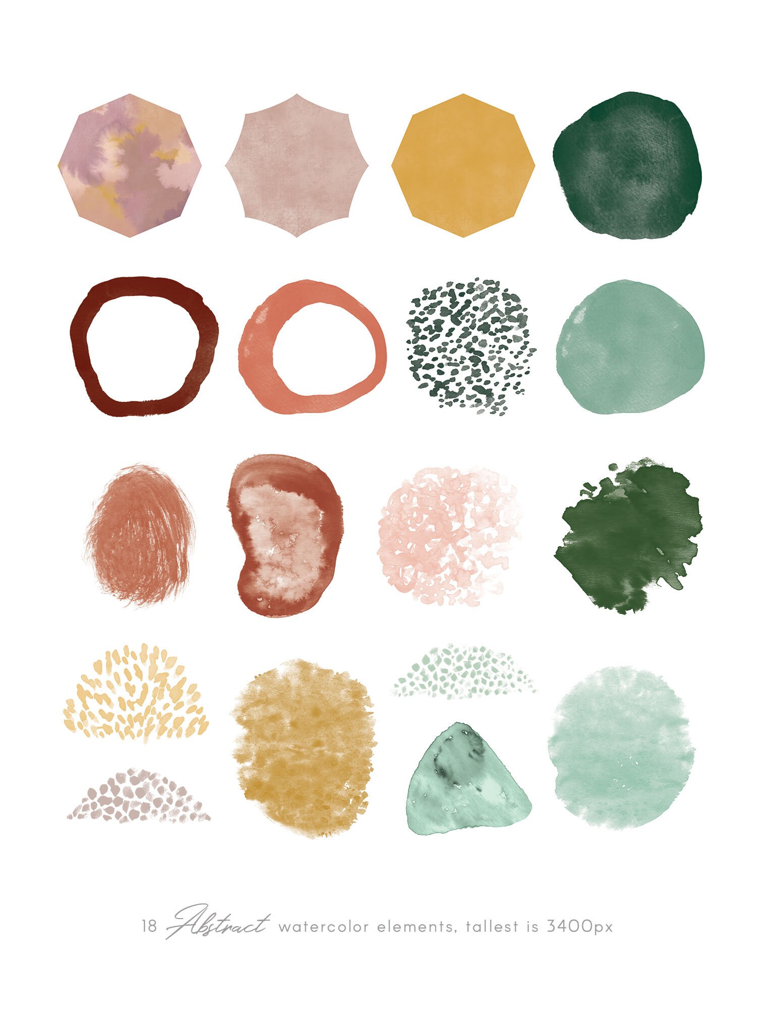 Abstract Watercolor Shapes Clip Art Colorful Collage Clipart - Etsy