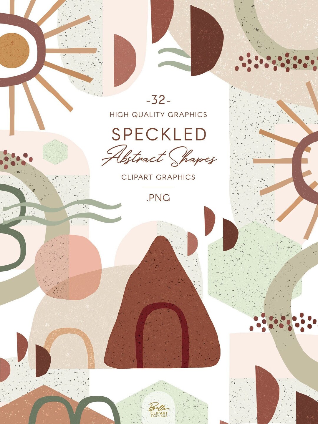 Neutral Abstract Shapes Clip Art, Textured Geometric Illustrations ...