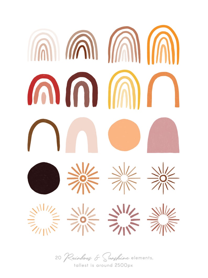 Abstract Rainbow & Sunshine Clip Art Geometric Collage - Etsy