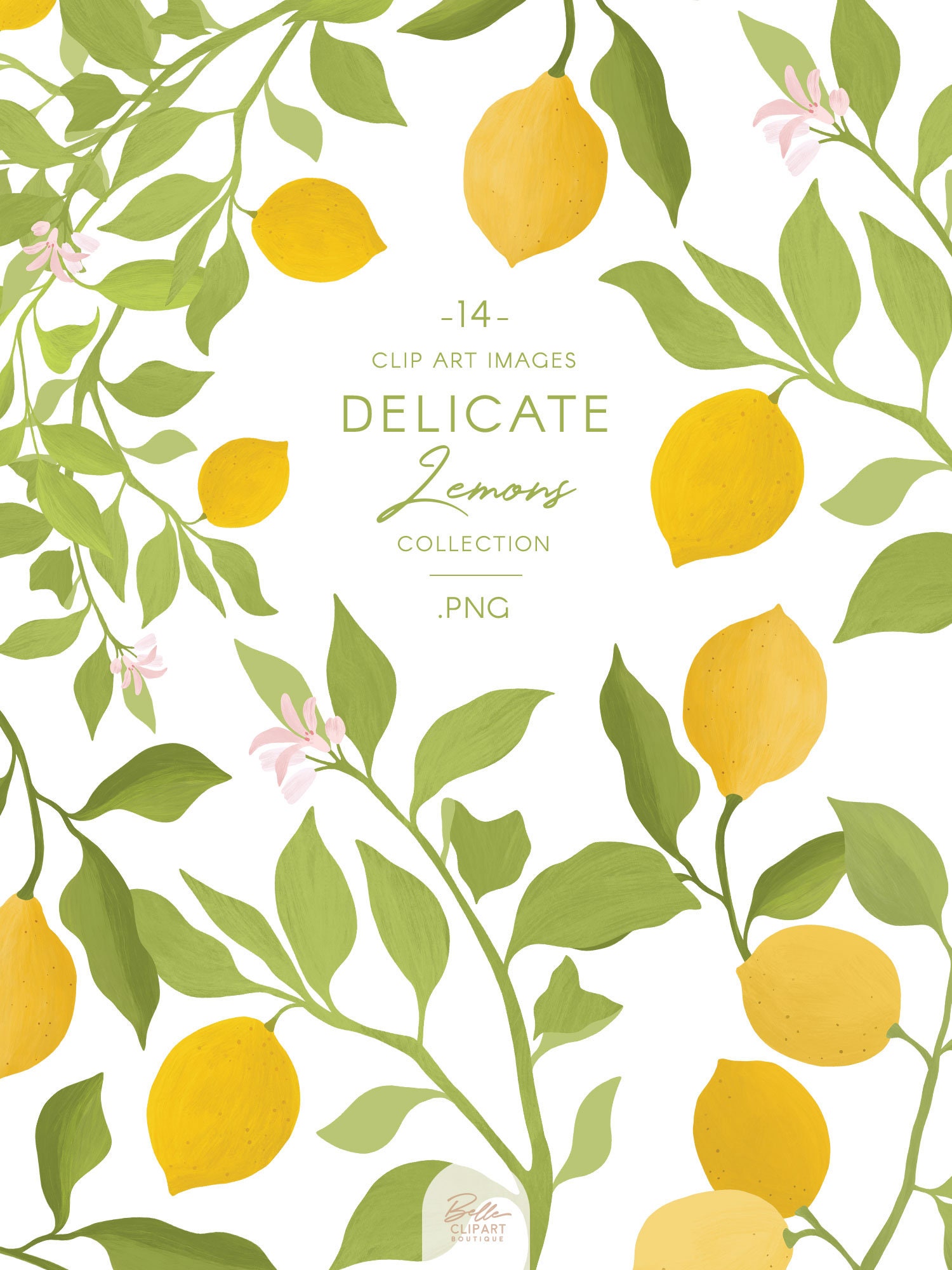 Yellow Lemons & Greenery Clip Art Watercolor Fruit - Etsy
