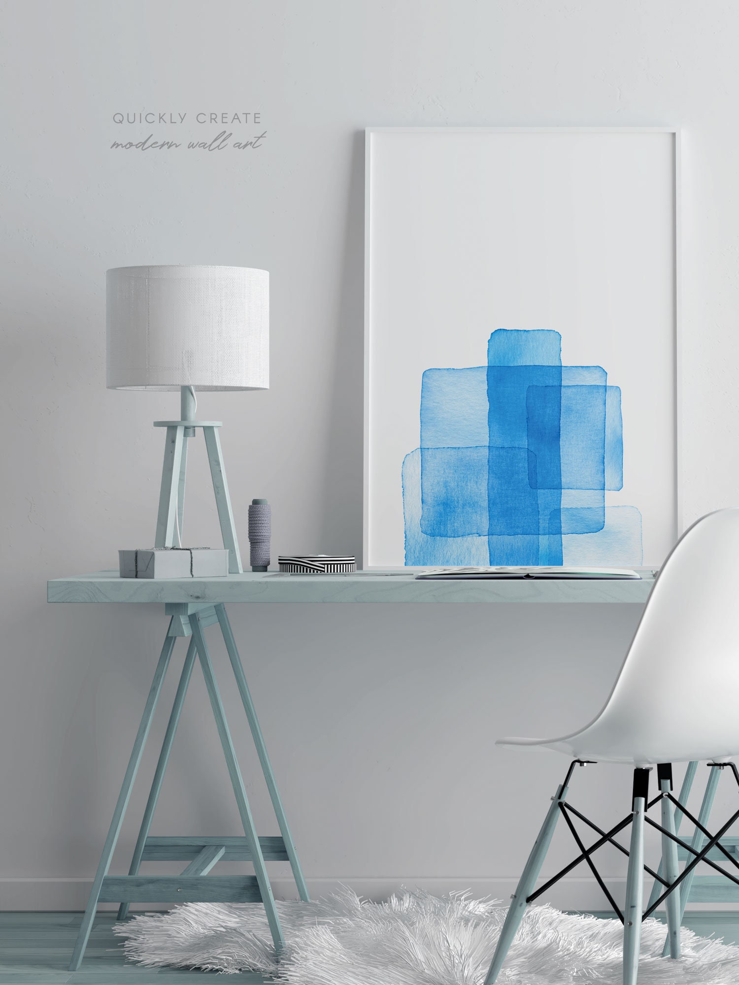 Blue Geometry Watercolor Shapes Clip Art Abstract Organic - Etsy