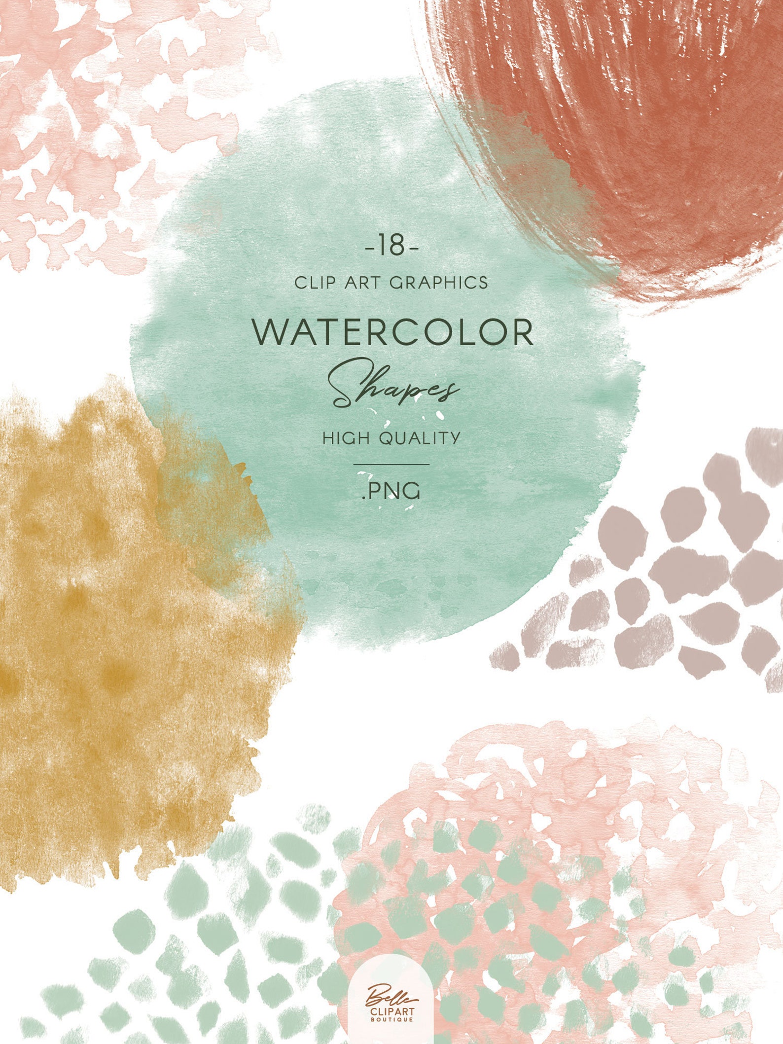 Abstract Watercolor Shapes Clip Art Colorful Collage Clipart - Etsy