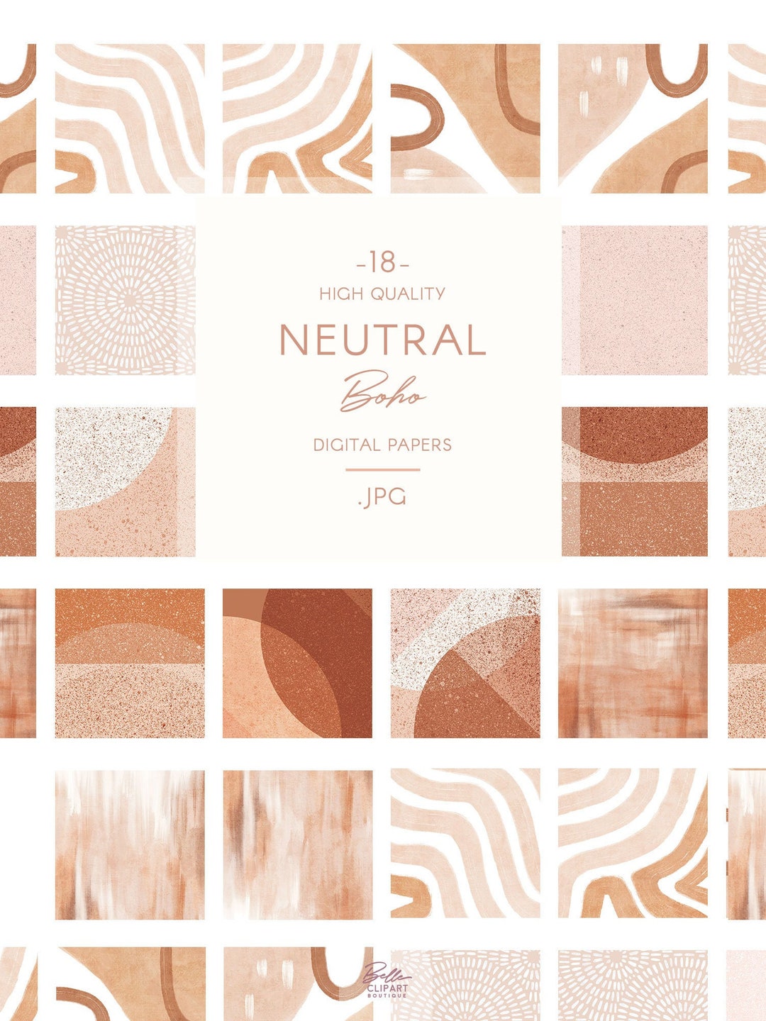 18 Neutral Abstract Backgrounds, Modern Speckled Digital Papers, Boho ...