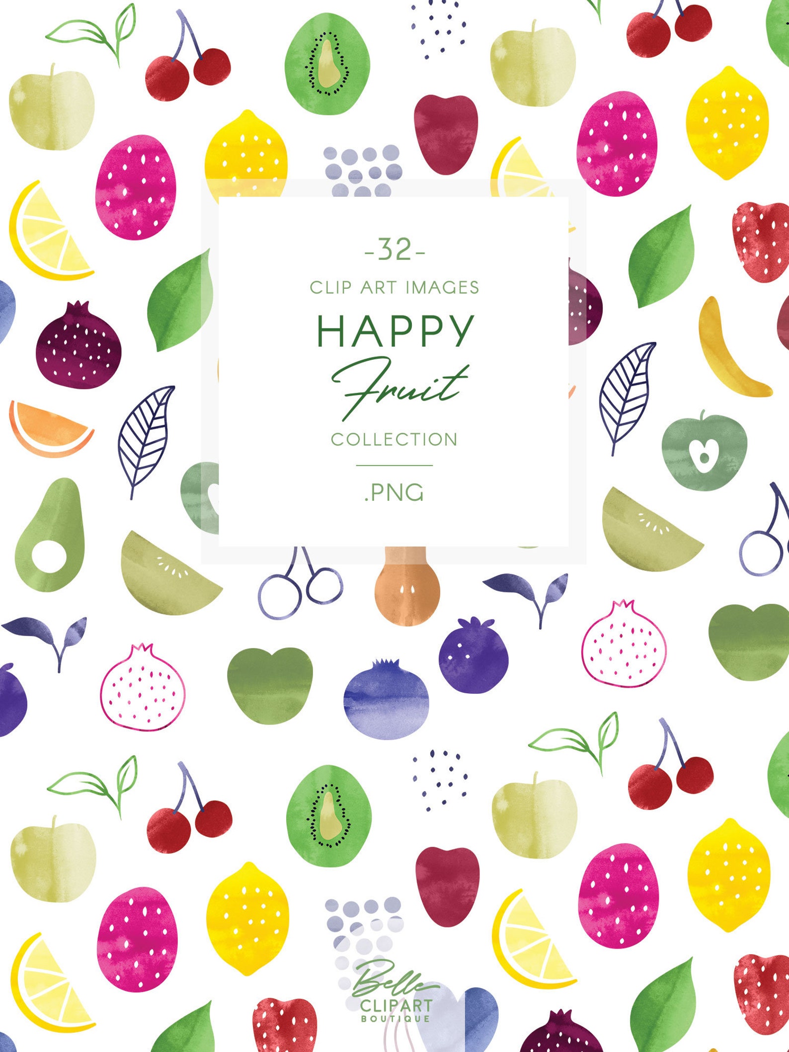 Watercolor Fruits Clip Art Fruit Illustrations by Belle | Etsy