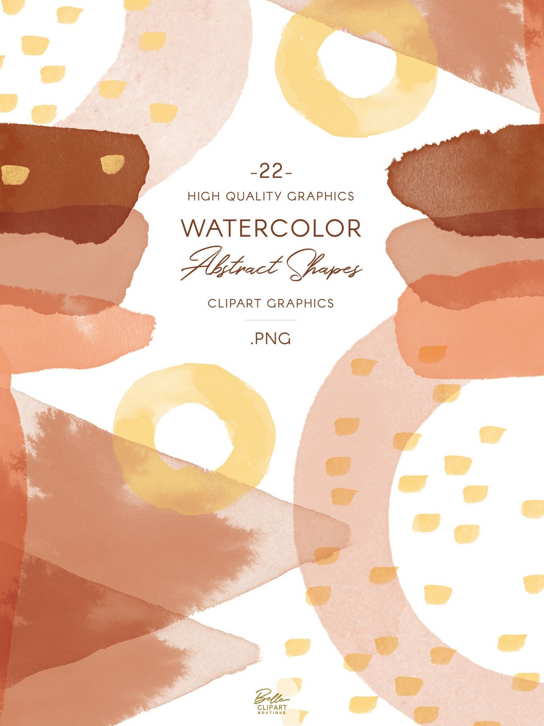 Abstract Warm Watercolor Shapes Clip Art, Hand Painted Transparent ...