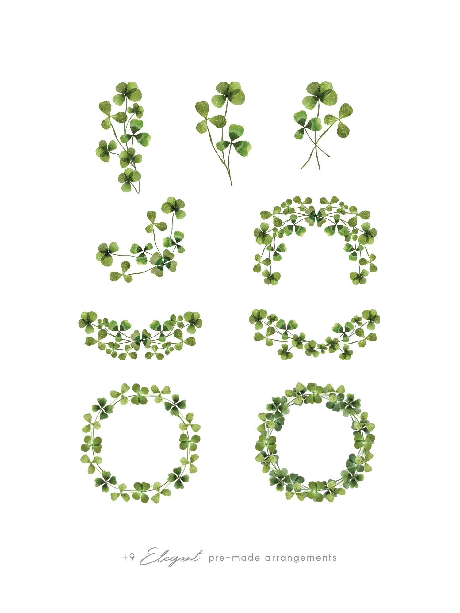 Watercolor Clover Leaves Clip Art, Shamrock Illustrations, St. Patrick ...