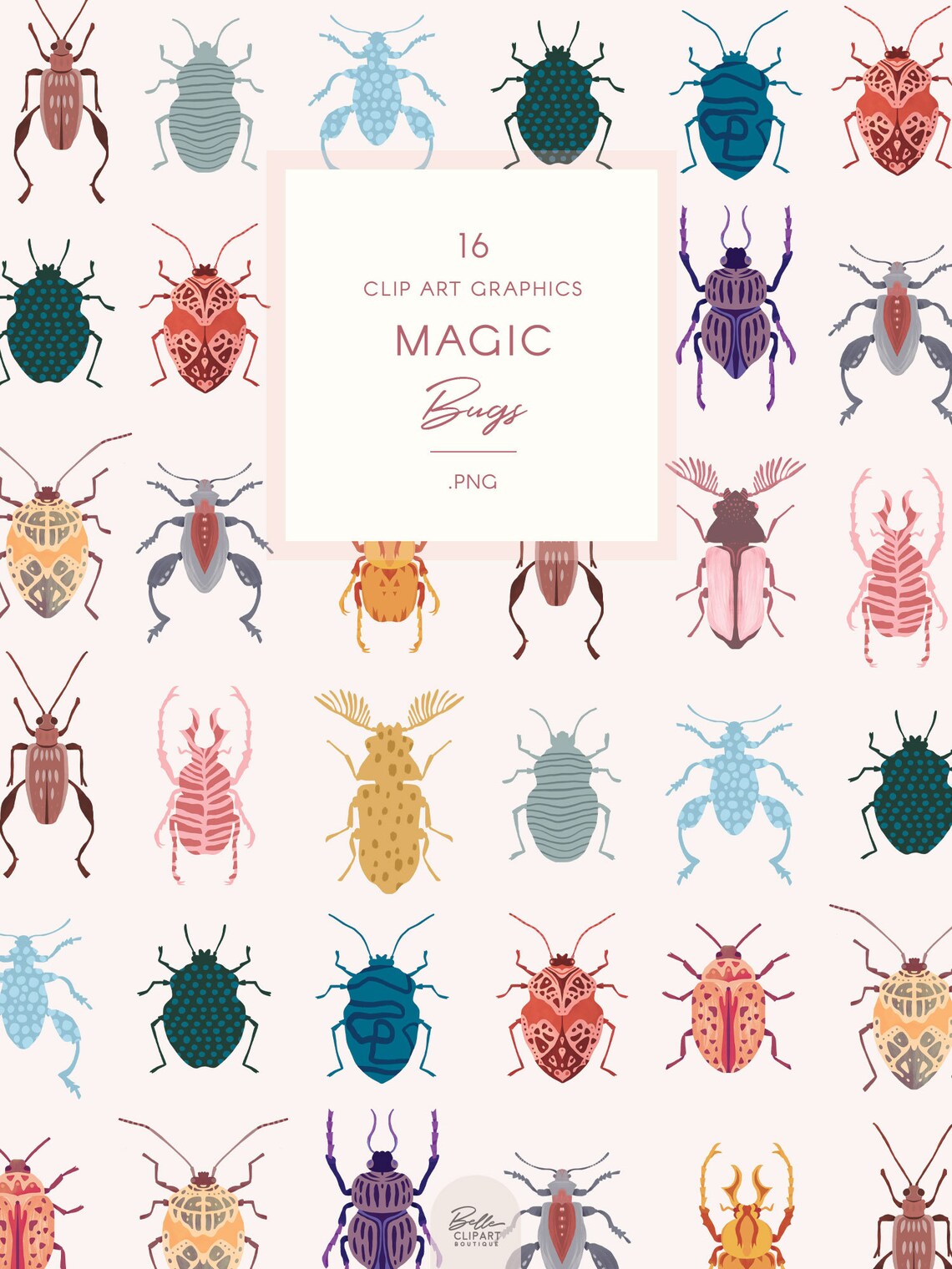 Bugs Clip Art, Insect Illustrations, Colorful Graphics - Etsy