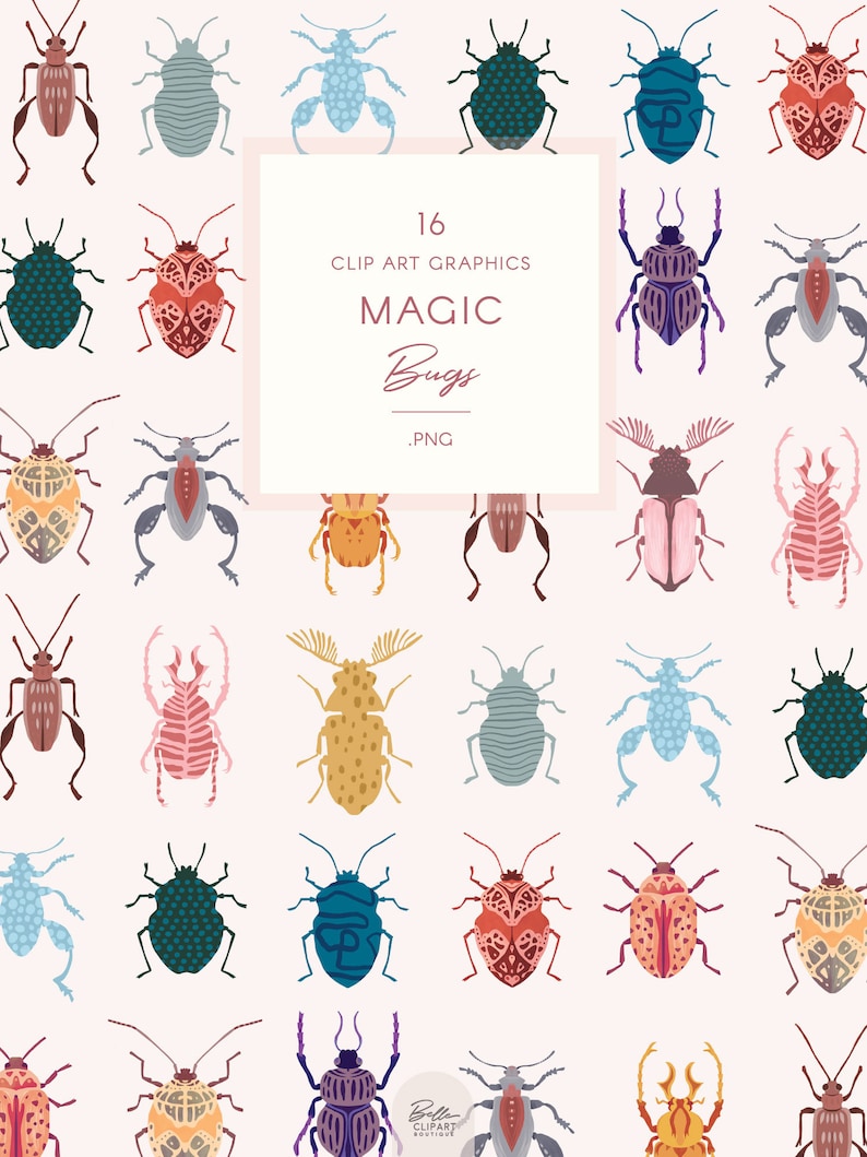 Bugs Clip Art, Insect Illustrations, Colorful Graphics - Etsy