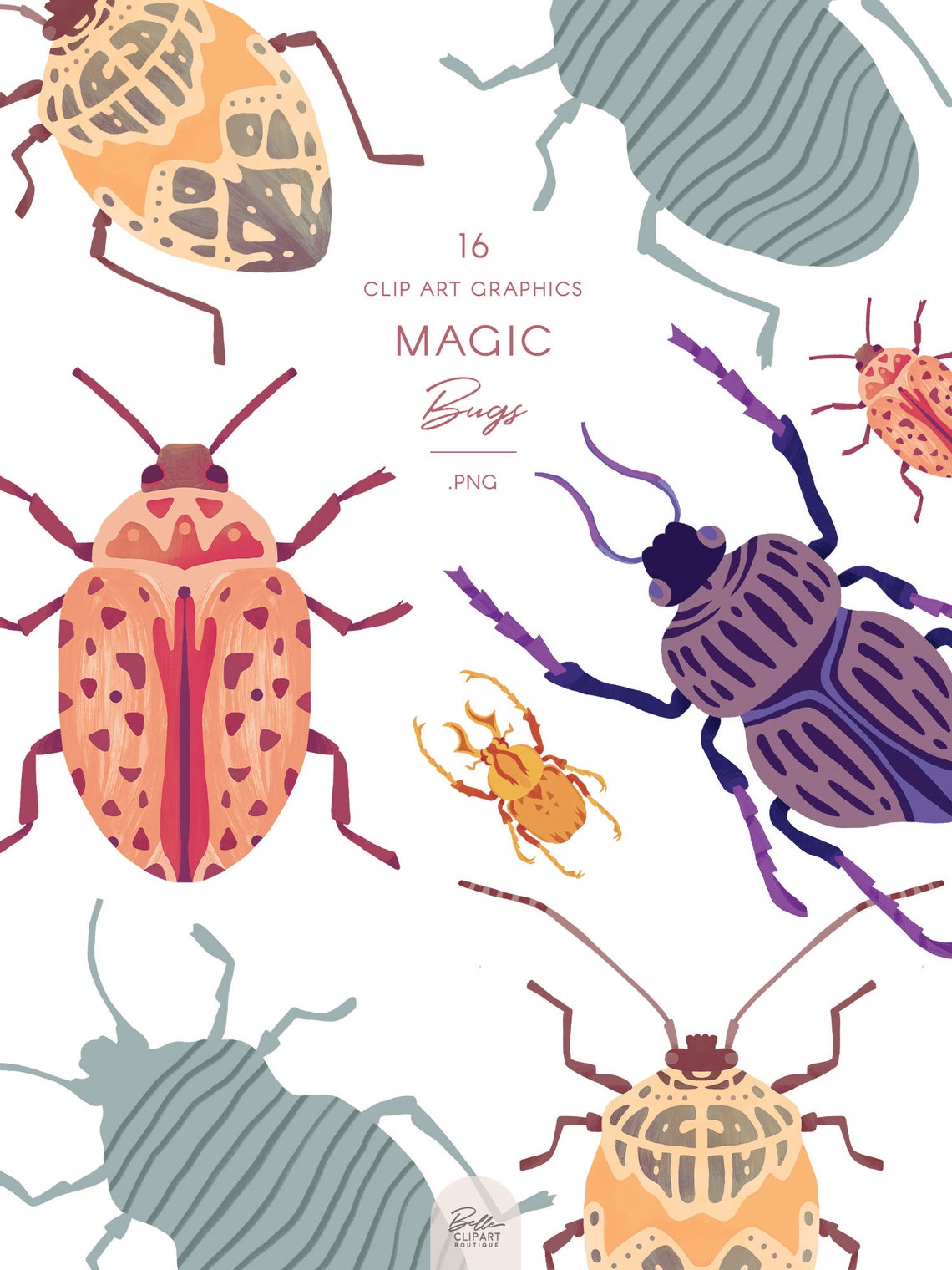 Bugs Clip Art Insect Illustrations Colorful Graphics | Etsy