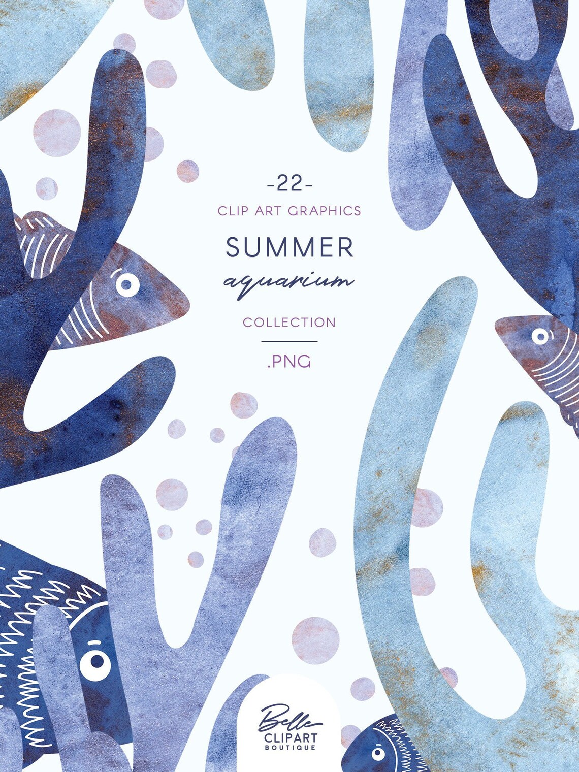 Summer Fish Clipart Watercolor Sea Life Illustrations - Etsy