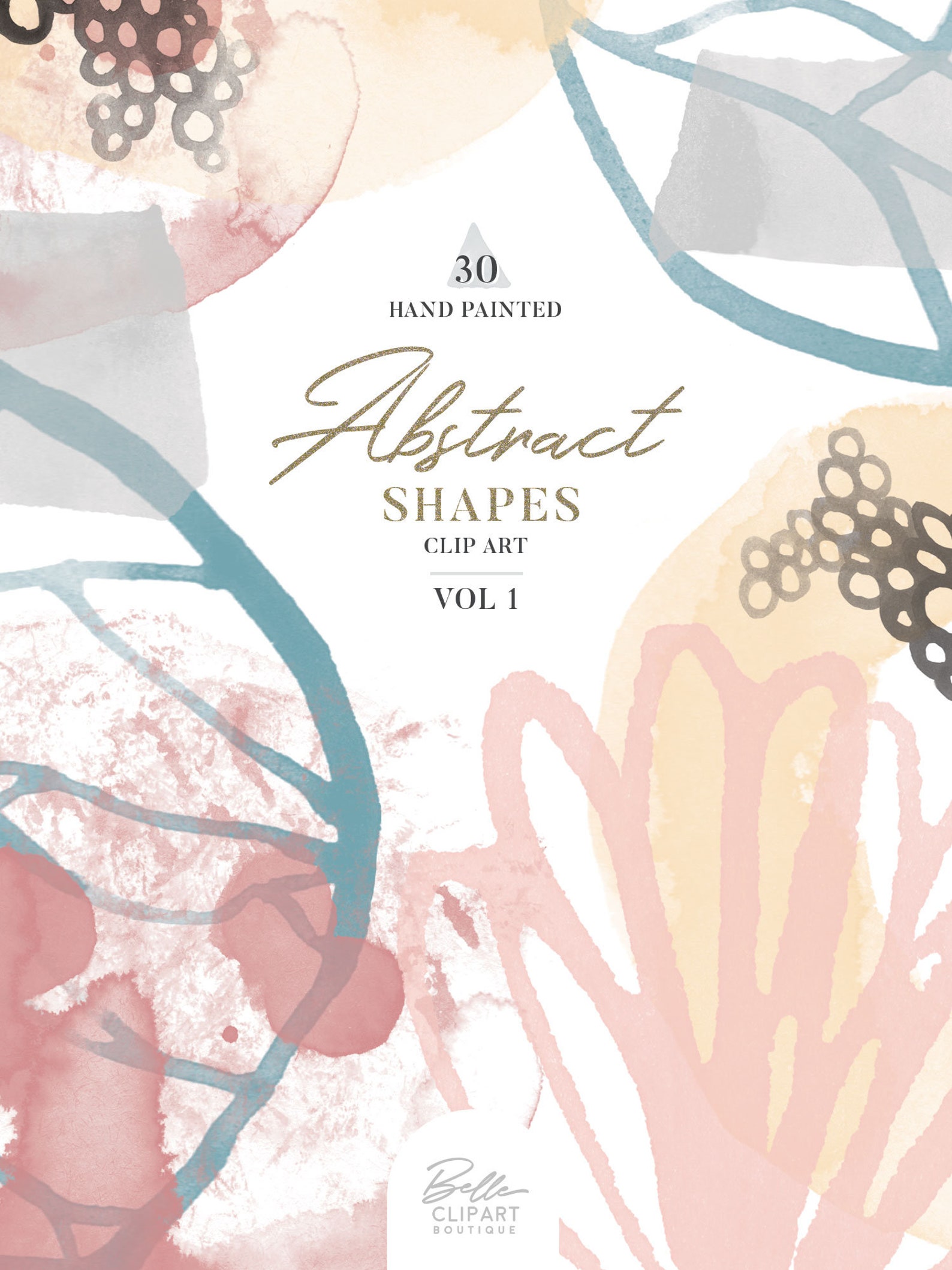 Abstract Watercolor Shapes VOL 1, 30 Hand Painted Clipart Elements ...