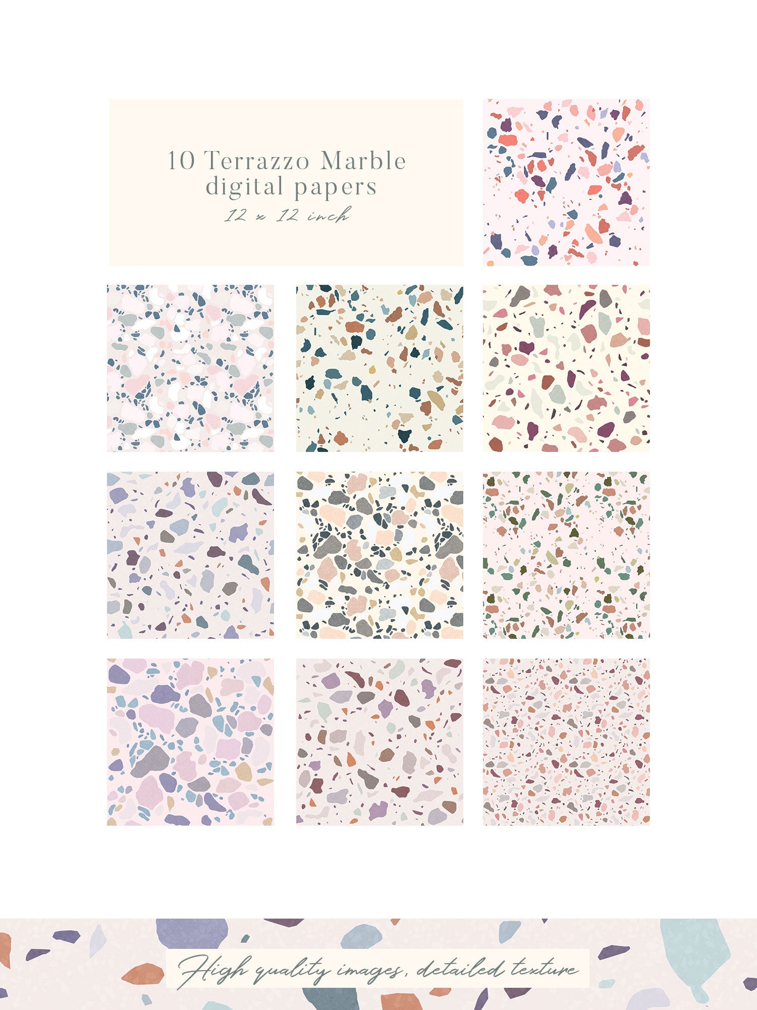 Terrazzo Marble Abstract Digital Papers Pack, Terrazzo Backgrounds ...