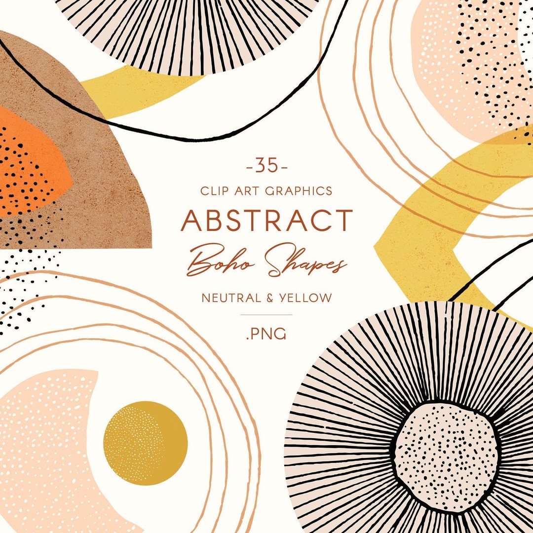 Abstract Boho Shapes Clip Art, Modern Neutral Collage Graphics, Simple ...