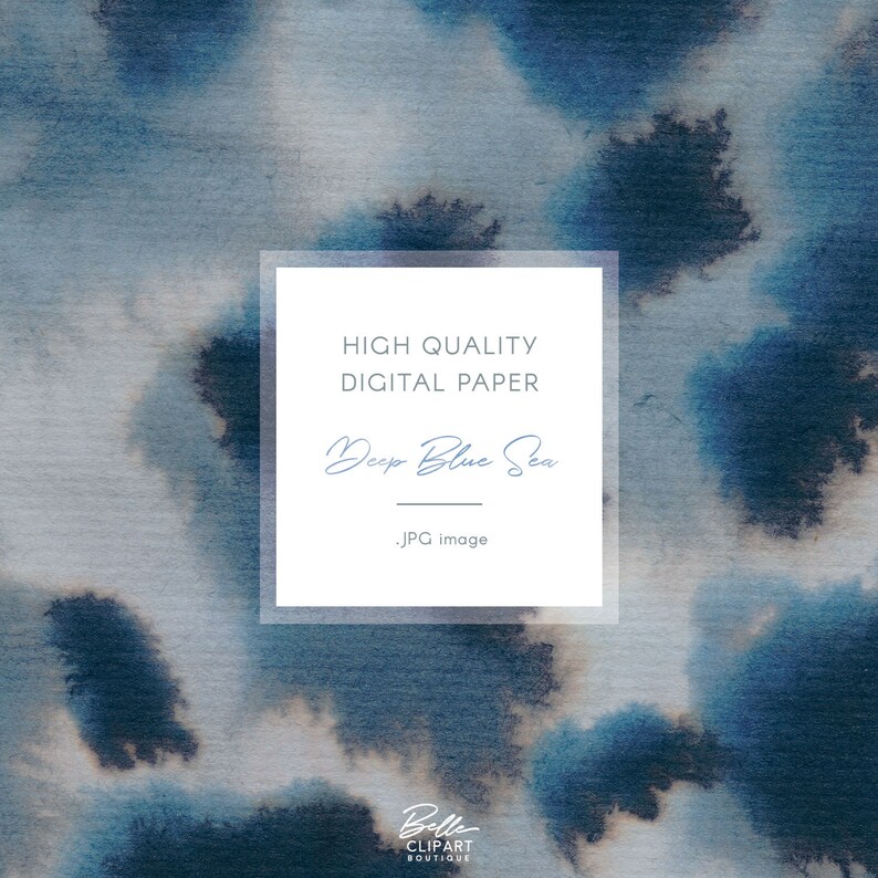 Blue Watercolor Digital Paper Indigo Abstract Background - Etsy