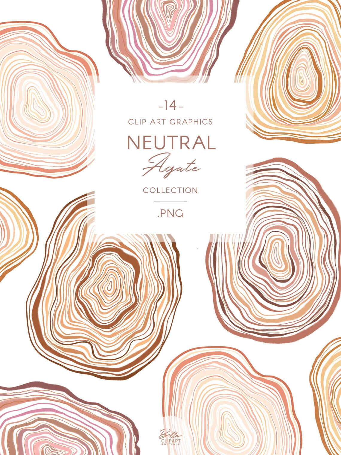 Agate Clip Art Abstract Pink & Orange Line Art Shapes 2 - Etsy