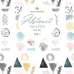 Abstract Watercolor Shapes VOL 1, 30 Hand Painted Clipart Elements ...