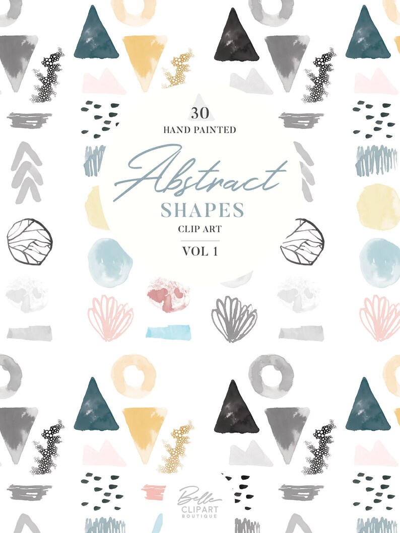 Abstract Watercolor shapes VOL 1 30 hand painted clipart | Etsy
