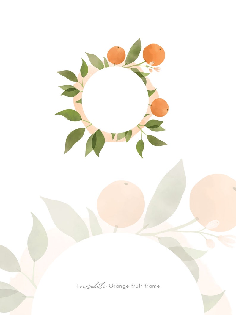 Orange Fruits Circle Frame Clip Art, Simple Watercolor Illustration ...