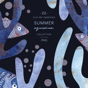 Summer Fish Clipart - Watercolor Sea Life Illustrations - Etsy