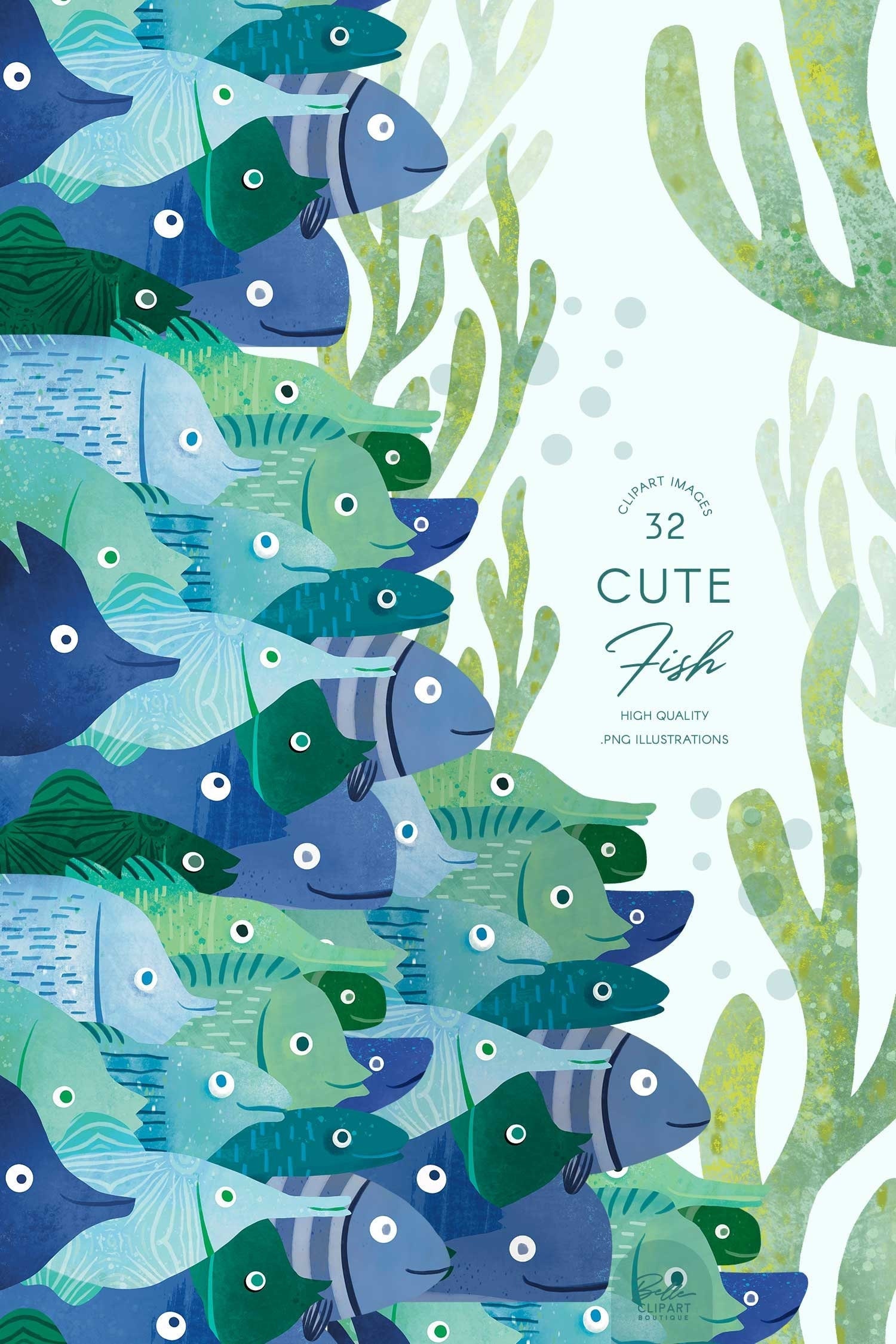 Blue And Green Fish Clip Art