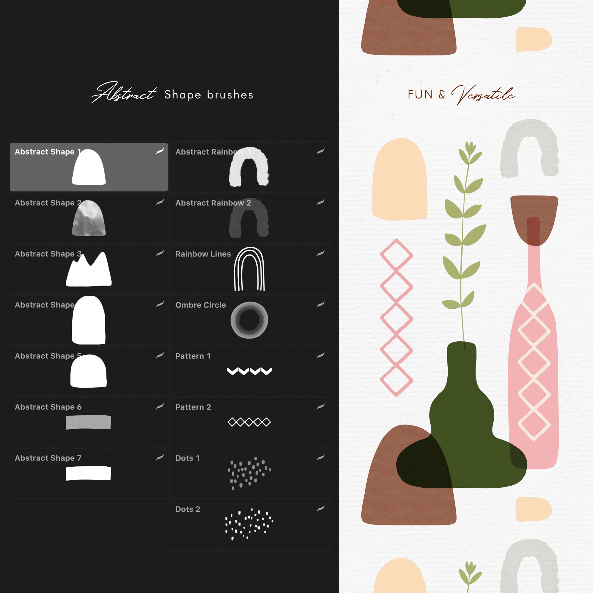 Abstract boho collage stamp brushes for Procreate boho | Etsy