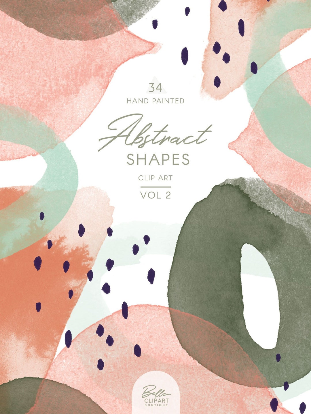 Abstract Watercolor Shapes VOL 2, Hand Painted Clipart, Transparent ...