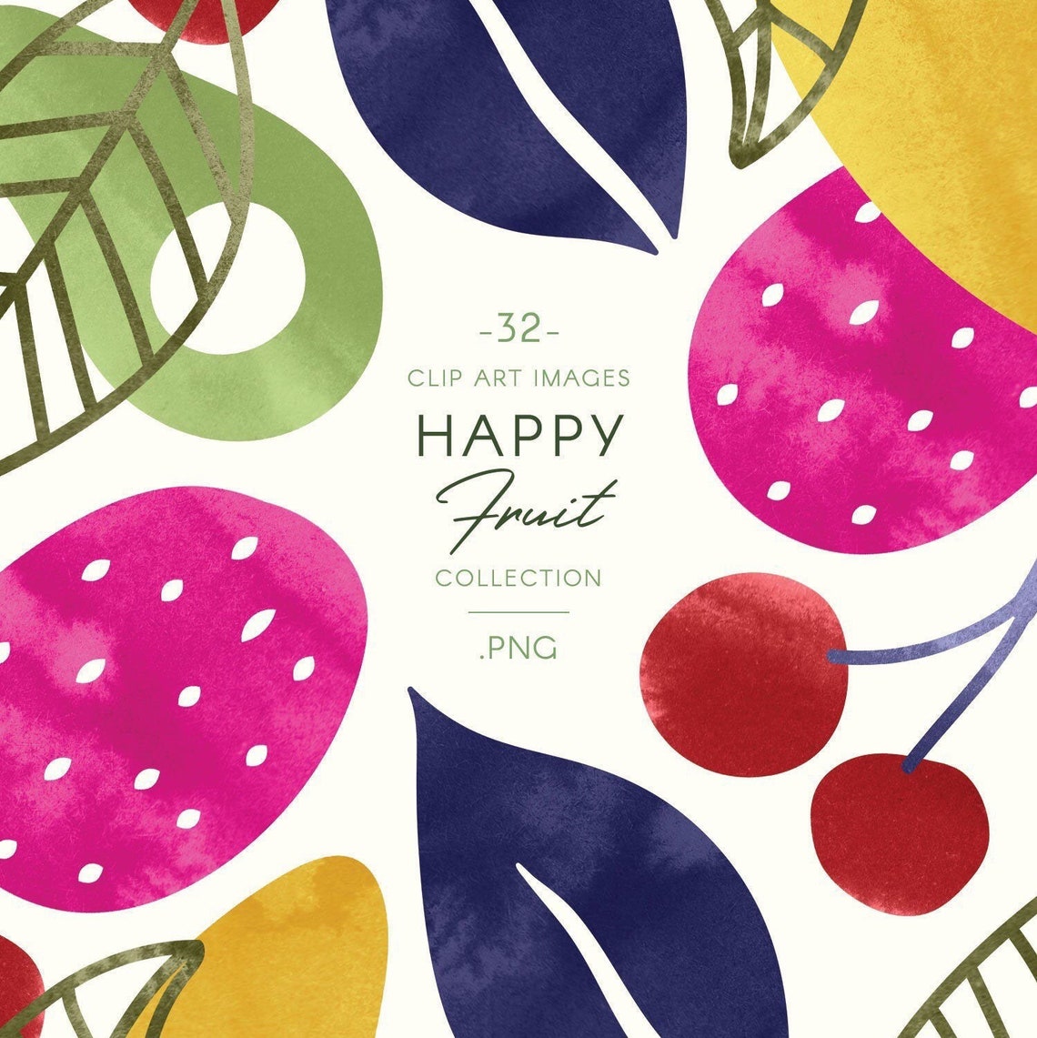 Watercolor Fruits Clip Art Fruit Illustrations by Belle | Etsy