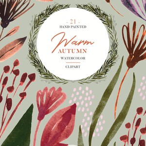 Warm Autumn Watercolor Clip Art, Orange Flowers & Leaves, Wreath ...